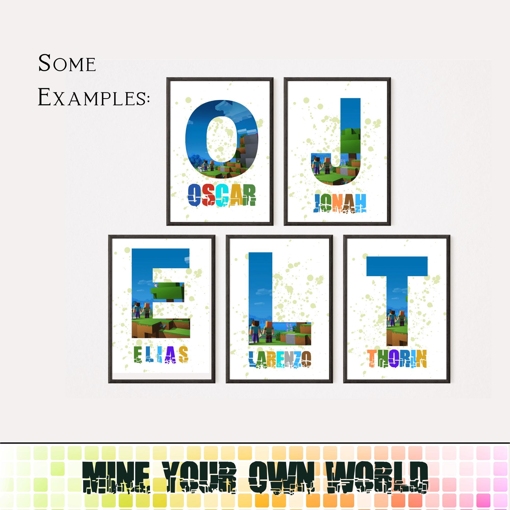 Custom Minecraft Printable Wall Art - Personalized Set of 3 Prints ...