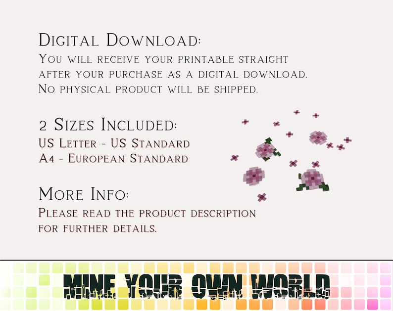 Minecraft Cherry Blossom Tree Printable, Paper Crafts, Room Decor for ...