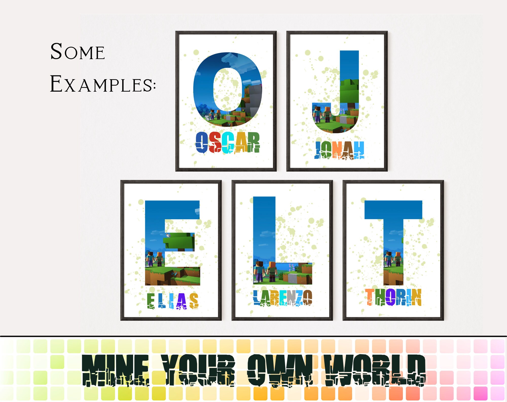 Custom Minecraft Printable Wall Art Personalized Set of 3 Prints ...