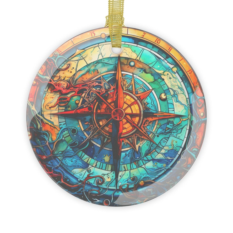Nautical Compass Rose Glass Ornament - Etsy