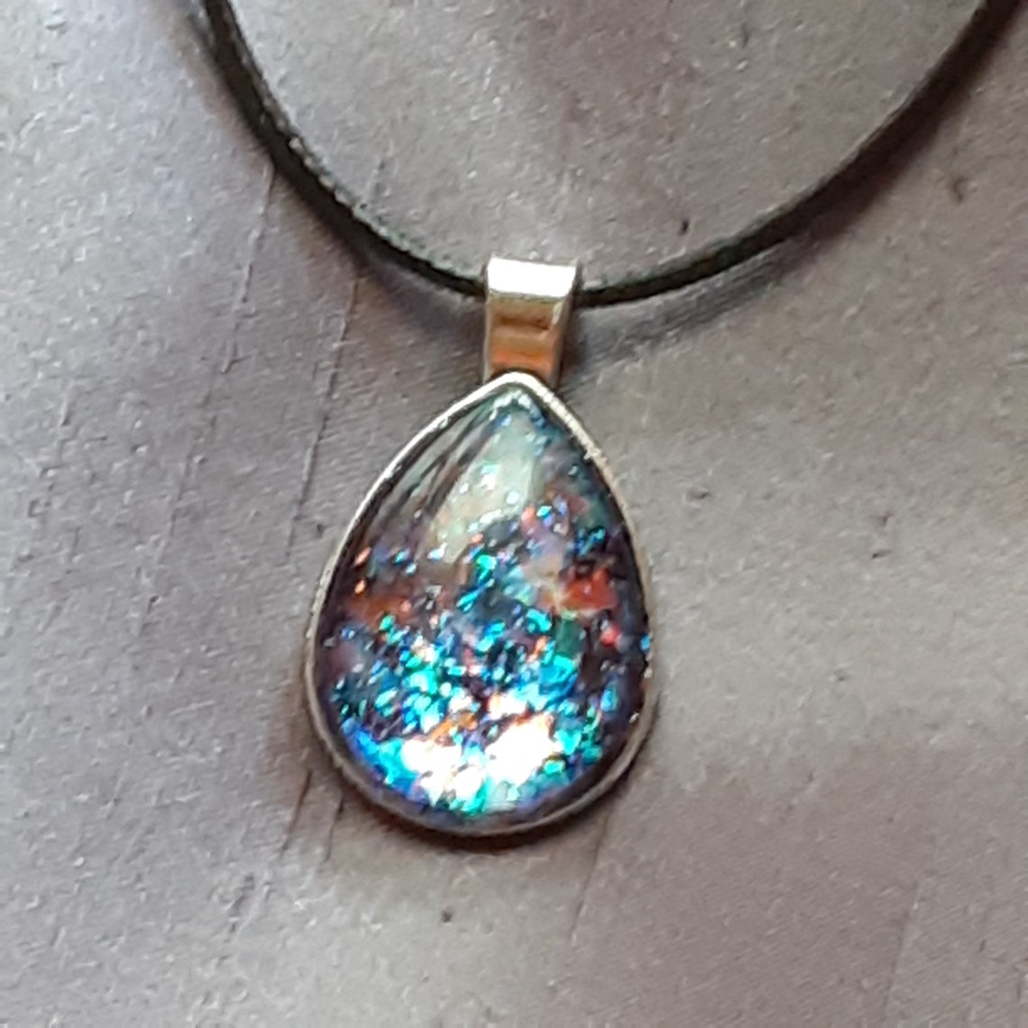 Handmade Necklace Iridescent Violet Blue Pendant Unique Lightweight ...