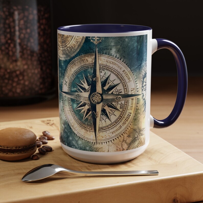 Nautical Mug Compass Rose Coastal Kitchenware 11 Oz Sailing Theme - Etsy