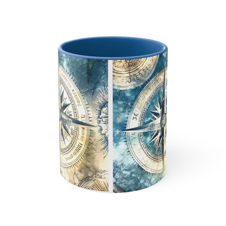 Nautical Mug Compass Rose Coastal Kitchenware 11 Oz Sailing Theme - Etsy