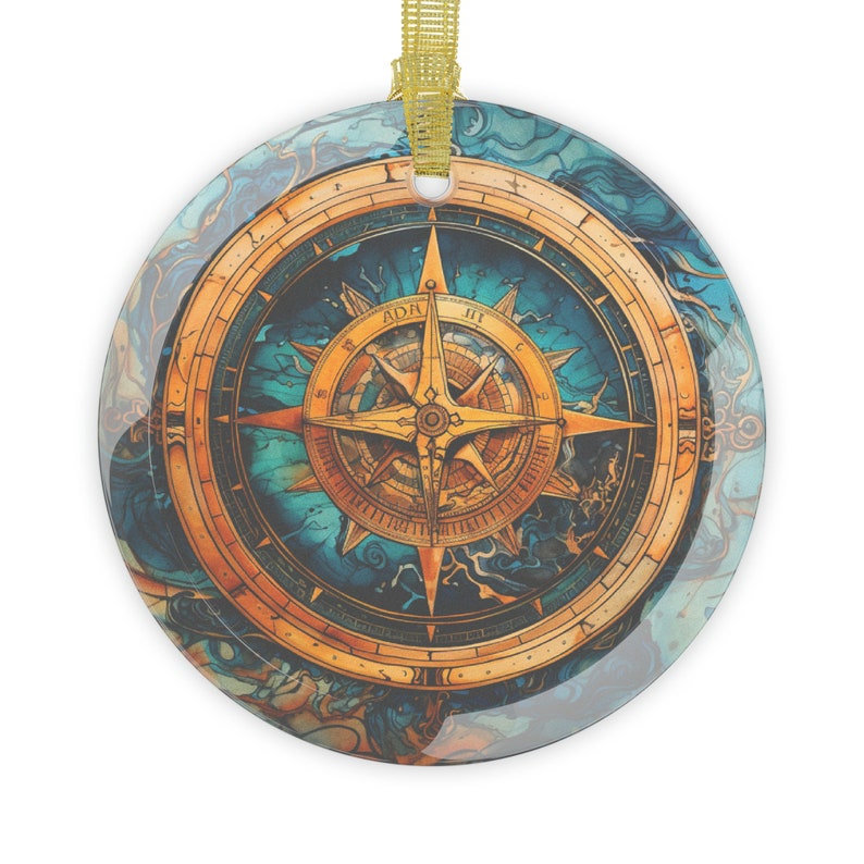 Nautical Compass Rose Glass Ornament - Etsy