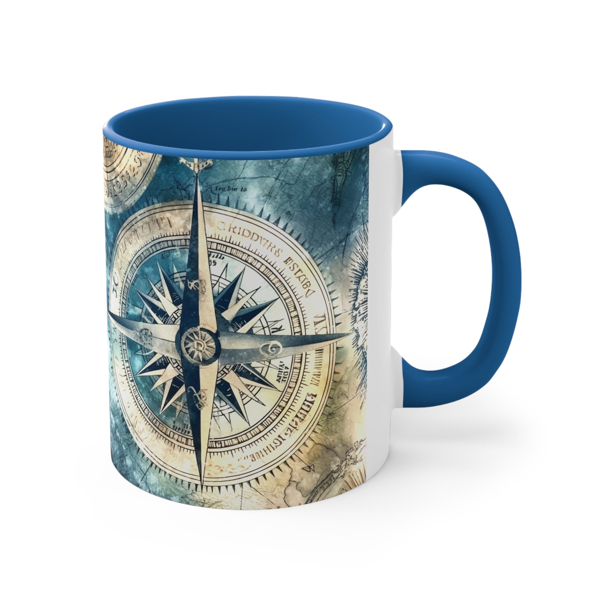 Nautical Mug Compass Rose Coastal Kitchenware 11 Oz Sailing Theme - Etsy