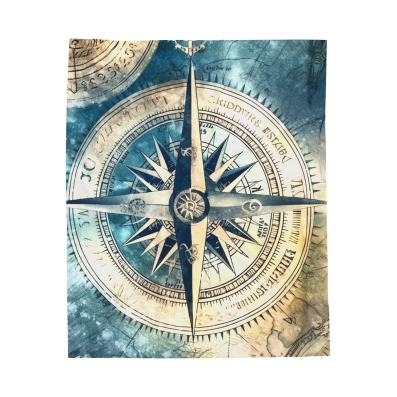Compass Rose Nautical Velveteen Plush Blanket Ideal Maritime Bed Cover ...