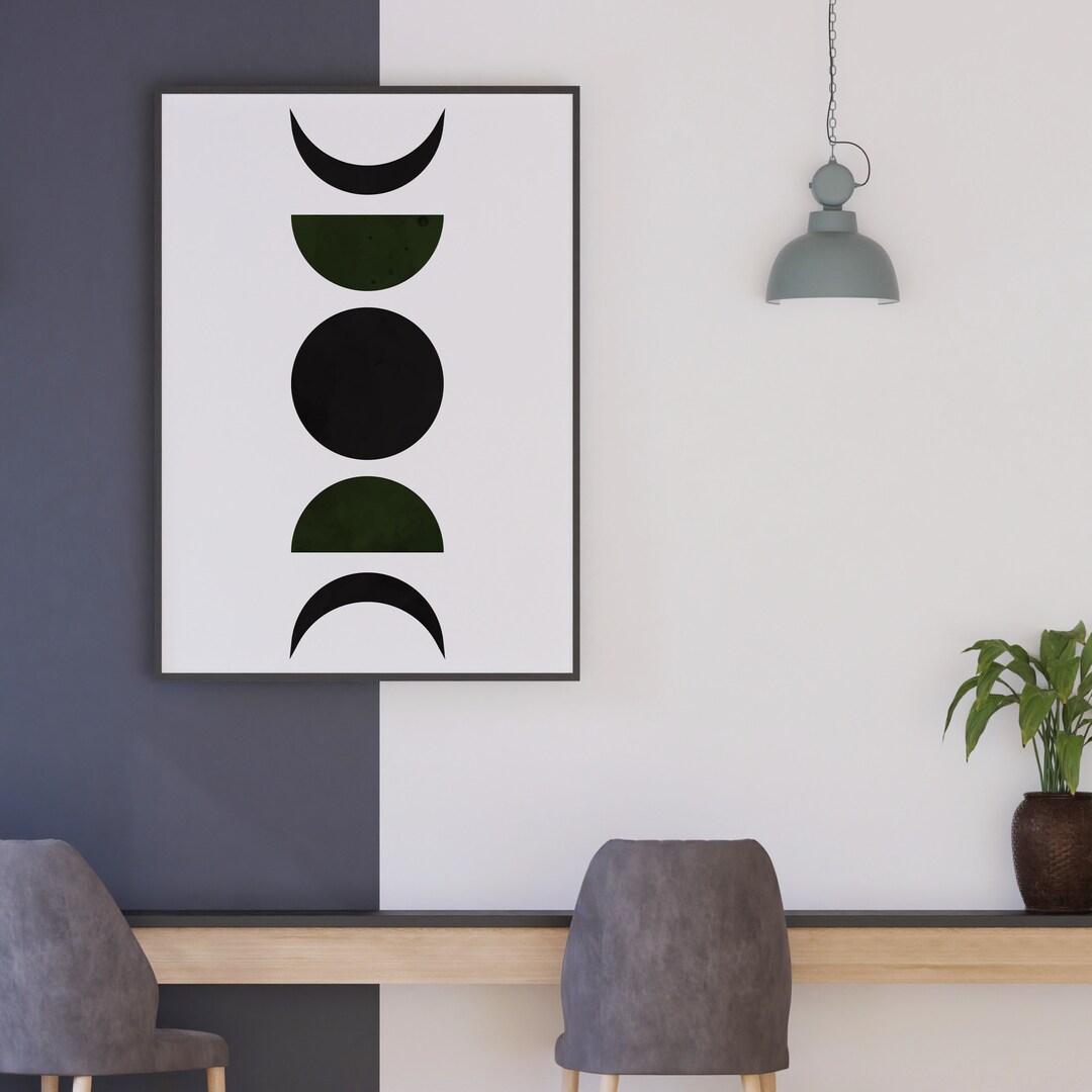 Black and Green Moon Phases Art Print - Etsy