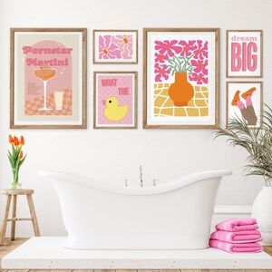 Pink Retro Art Print Set of 6 - Etsy