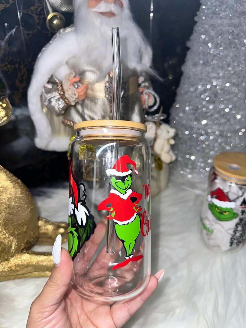 Mr. Grinch Glass Cup, Merry Grinchmas - Etsy
