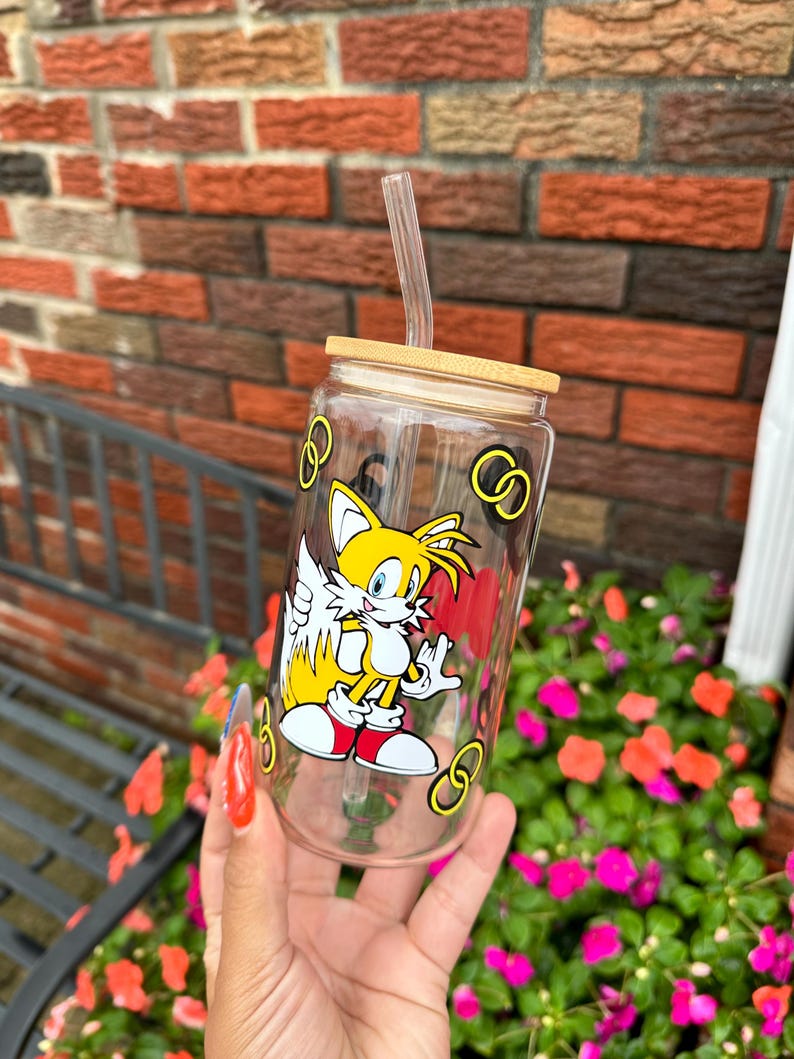 Tails Sonic the Hedgehog Glass Cup: 16oz Kids Party Favor, Fan Gift - Etsy