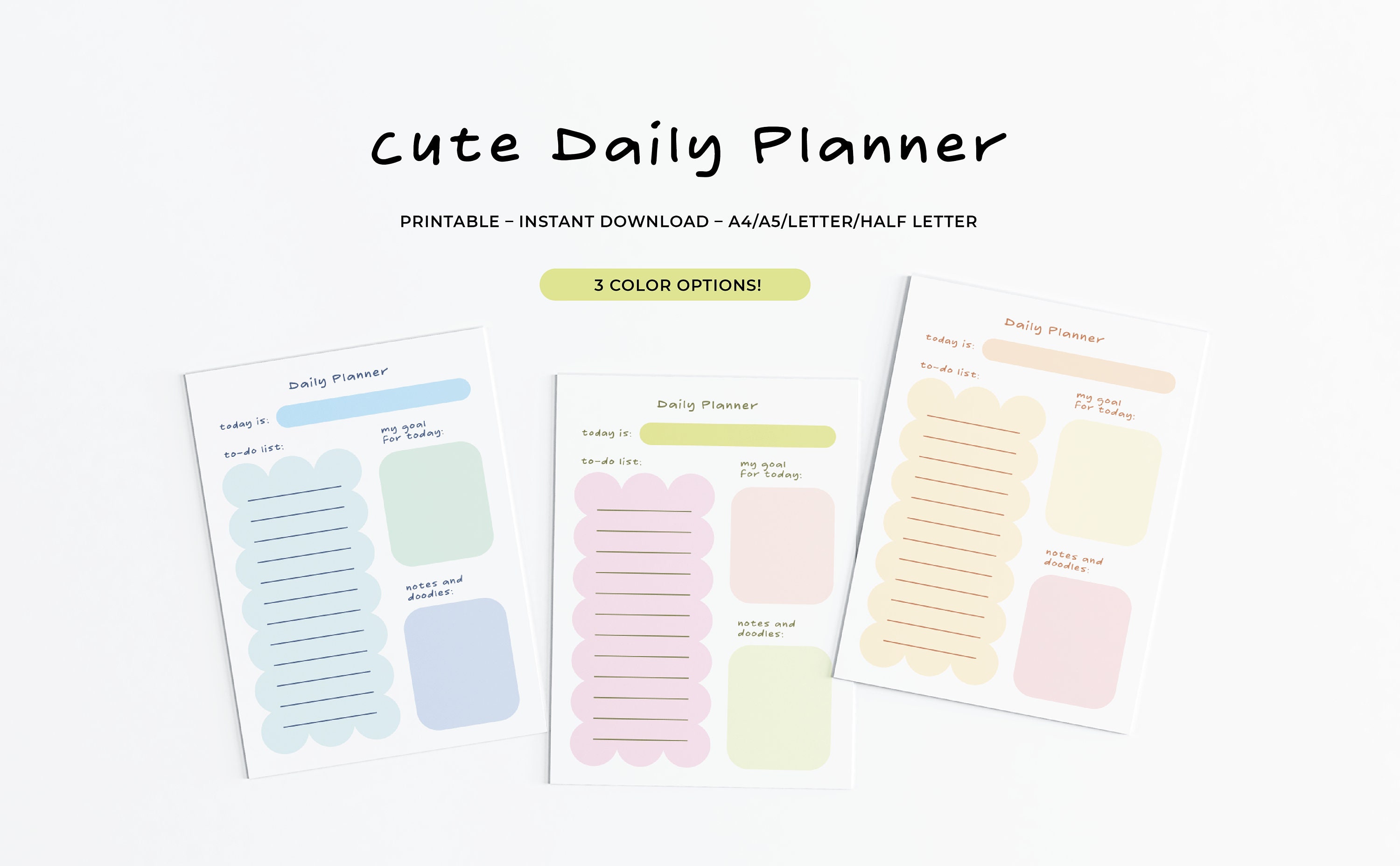 Cute Daily Planner Printable, Personal Daily to Do List, Productivity ...