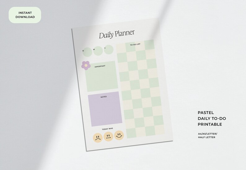 Pastel Daily Planner Printable Cute Personal to Do List - Etsy