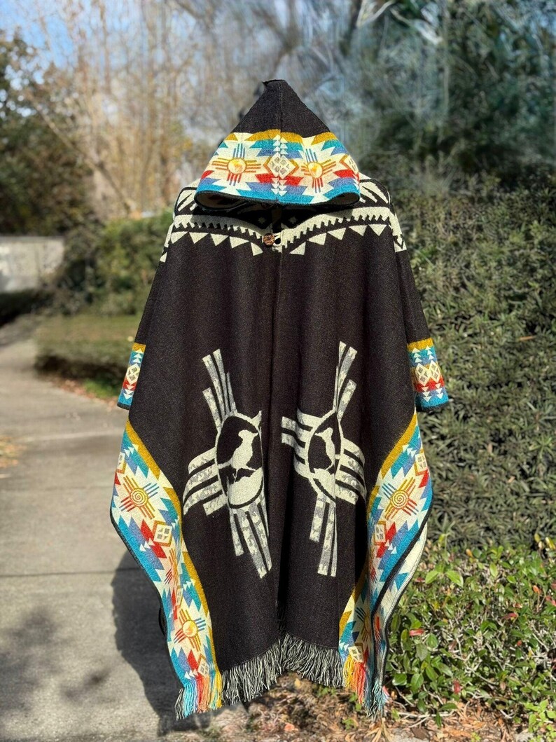 Handmade Alpaca Blend Poncho: Ecuadorian Andean Chakana Cross - Etsy