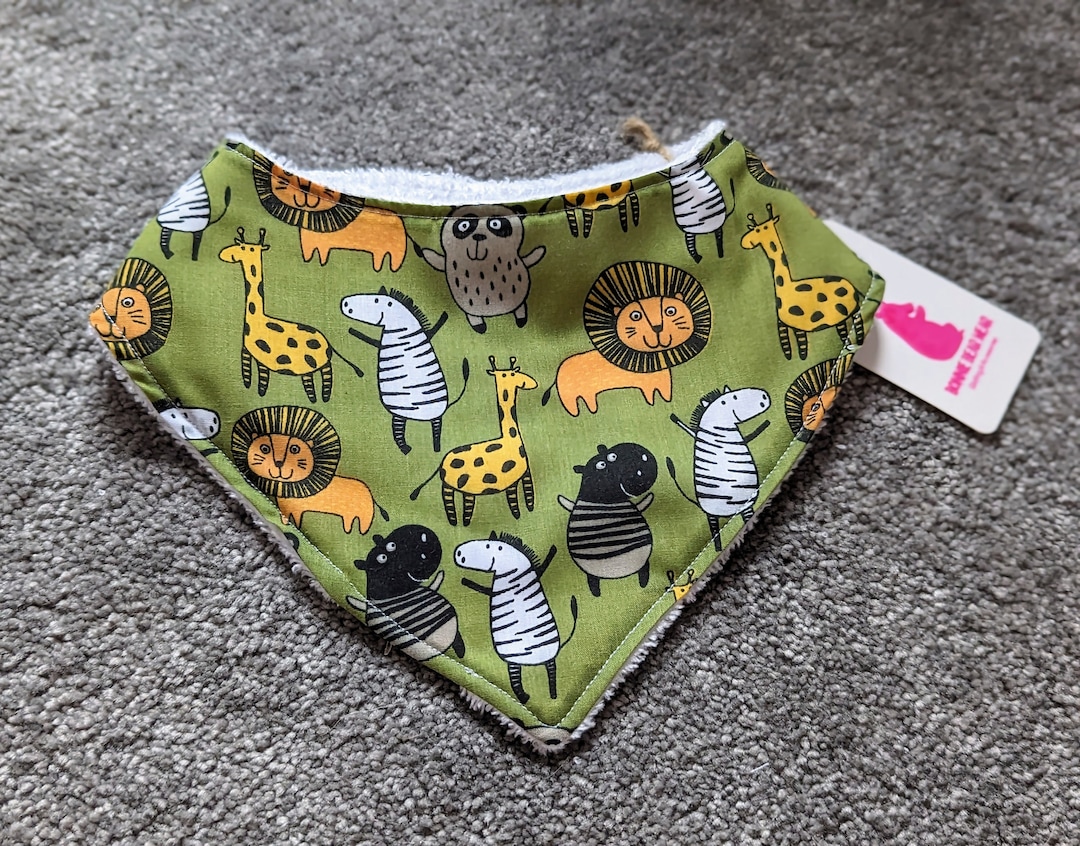Safari Animals Olive Green Unisex Baby Bamboo Dribble Burp Bib - Etsy