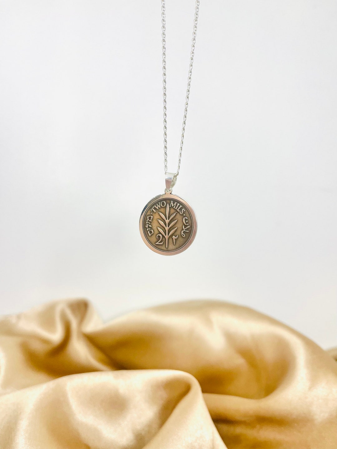Palestinian 2 Mil Sterling Silver Necklace Palestinian Coins History of ...