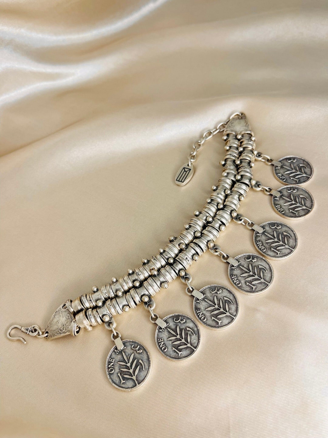 Antique Palestinian Mil Coin Bracelet/anklet Vintage Handmade Plated ...