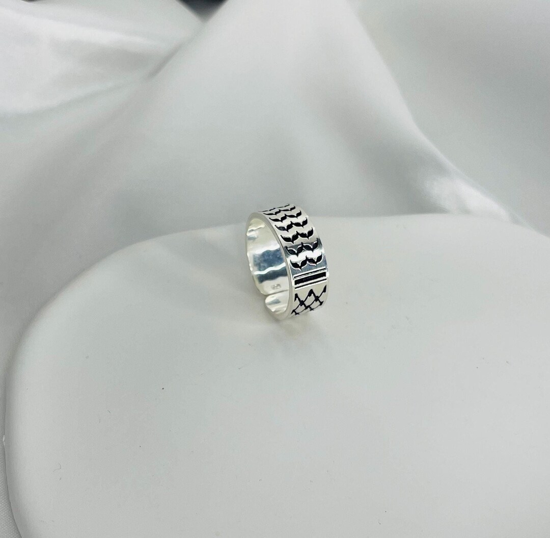Handmade Palestinian Kufyia Ring - Kufia Scarf Ring - Sterling Silver ...