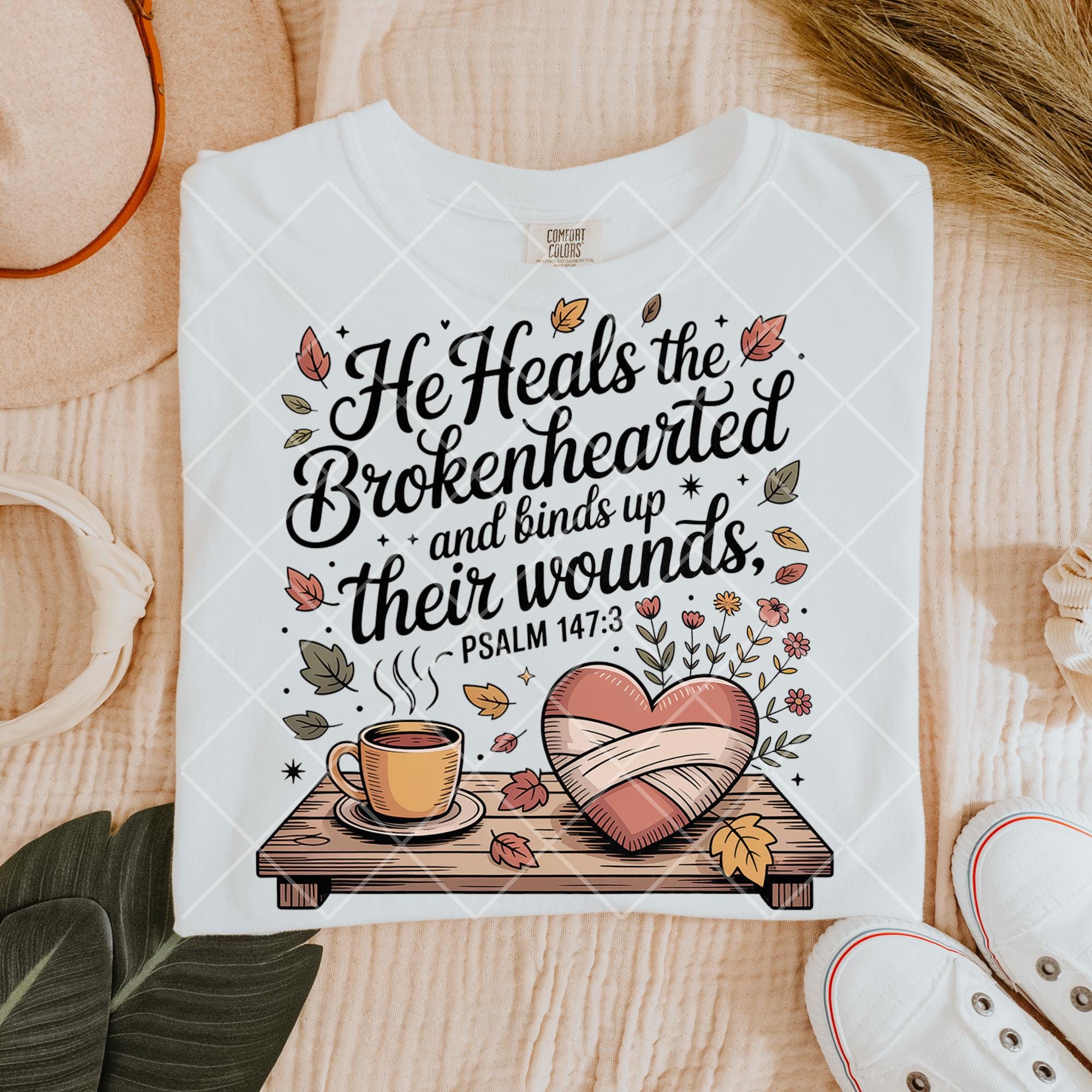 He Heals the Brokenhearted PNG: Christian Scripture Design (digital ...