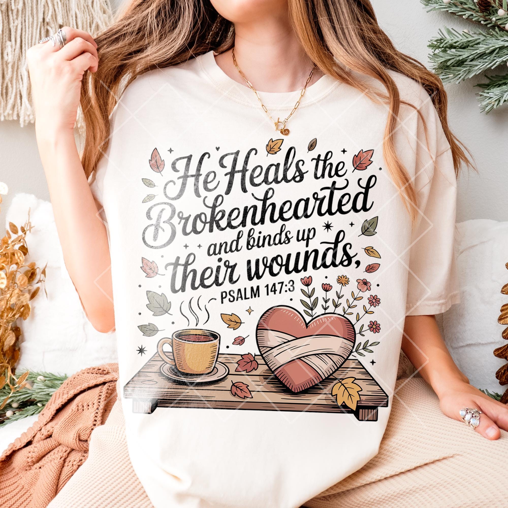 He Heals the Brokenhearted PNG: Christian Scripture Design (digital ...