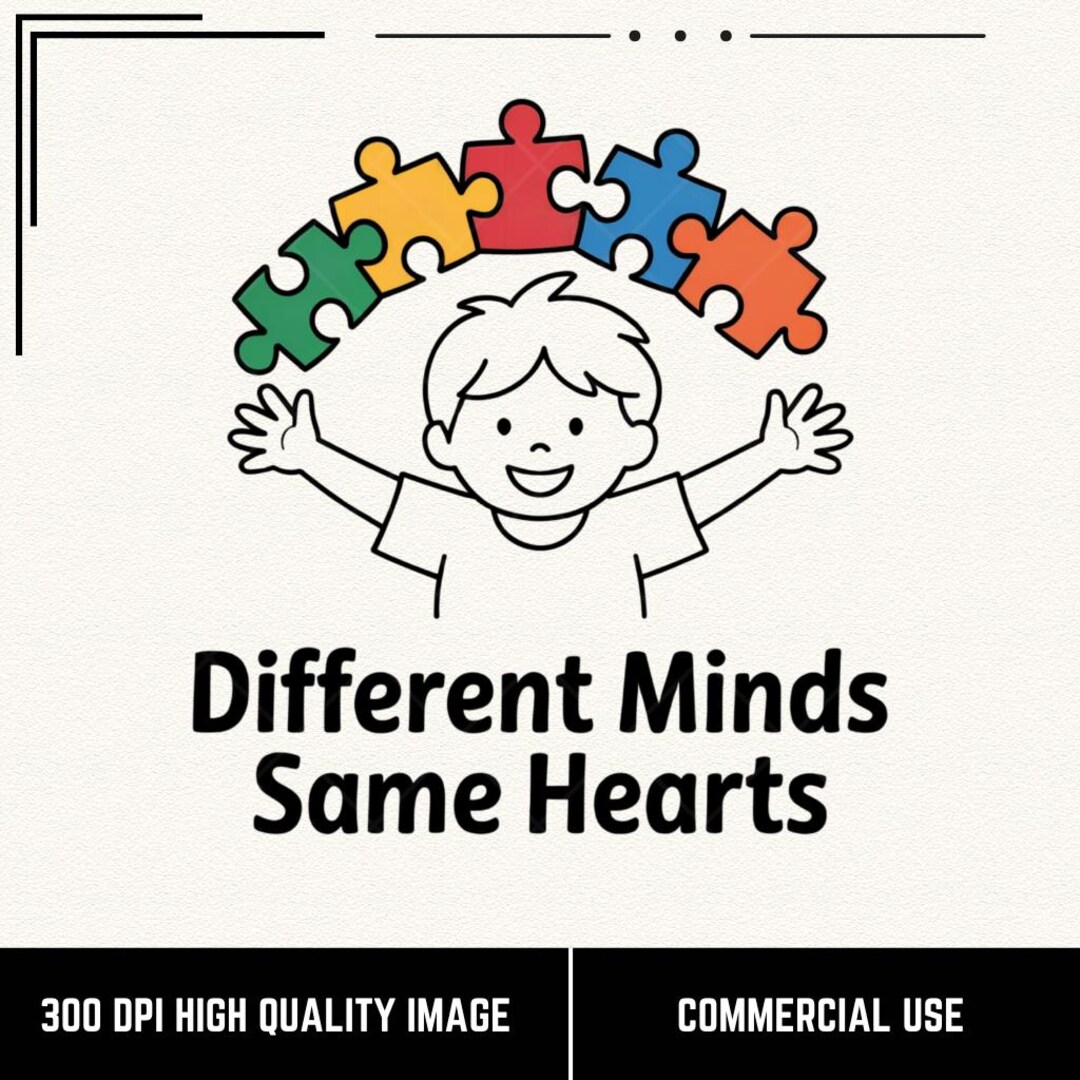 Different Minds Same Hearts Autism PNG, Puzzle Pieces Design, Printable ...