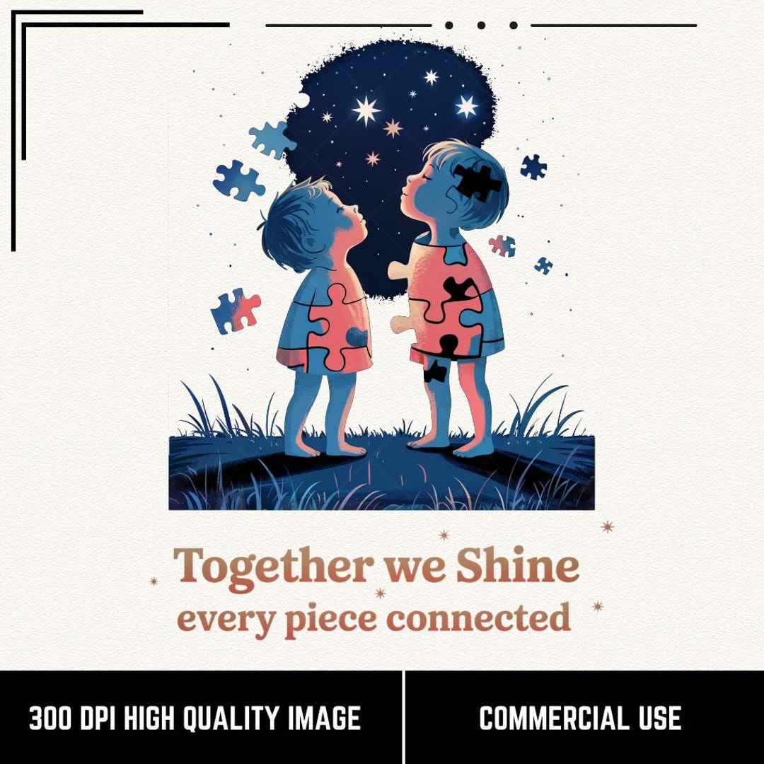 Autism Awareness Sibling PNG - Together We Shine, Sibling Puzzle Design ...