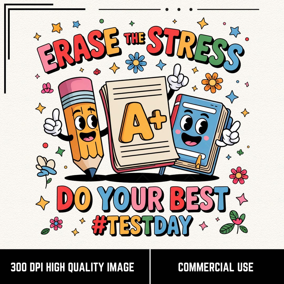 Erase the Stress Test Day PNG, Do Your Best School Testing PNG, Test ...