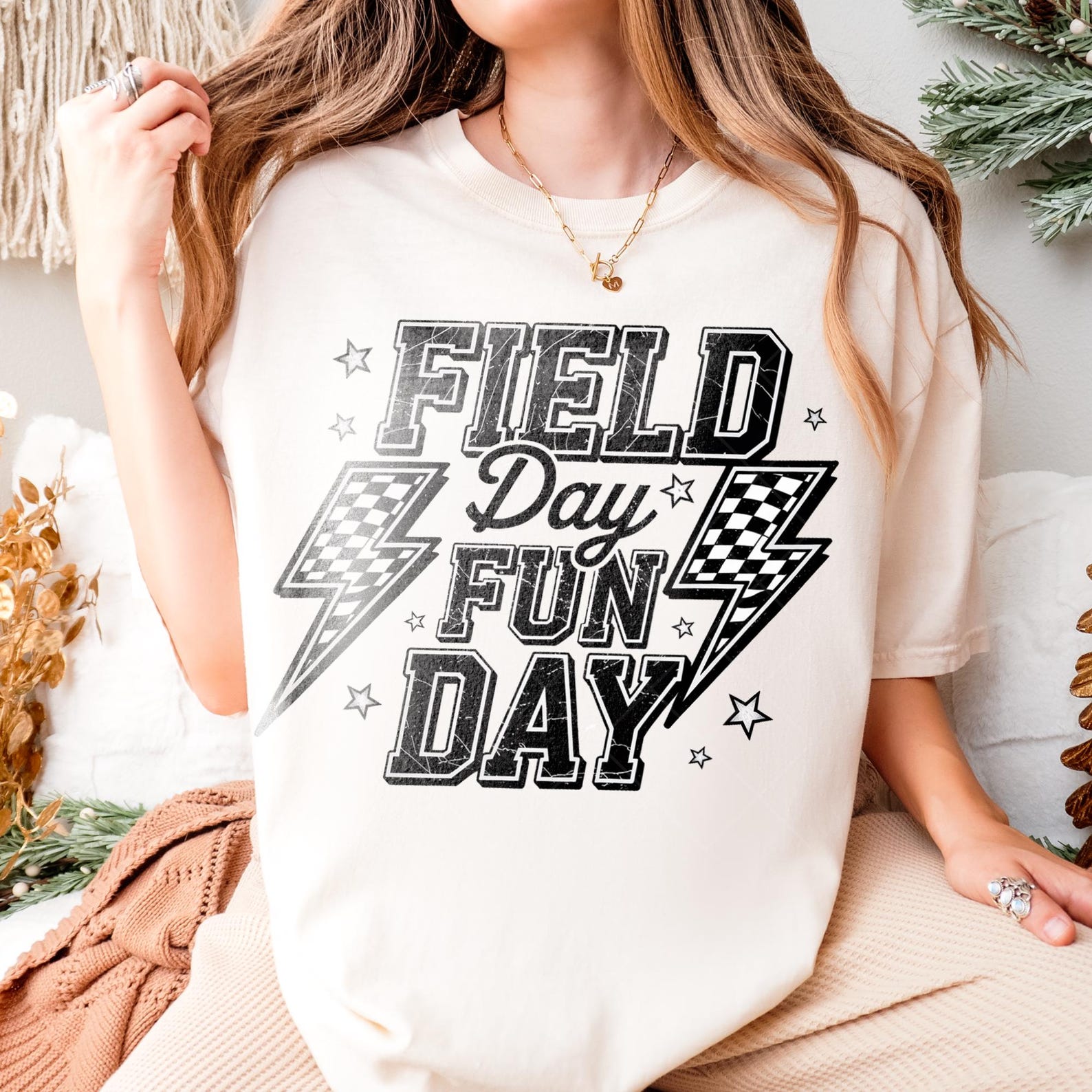 Field Day Fun Day PNG, Retro Lightning School Field Day Shirt, Black ...