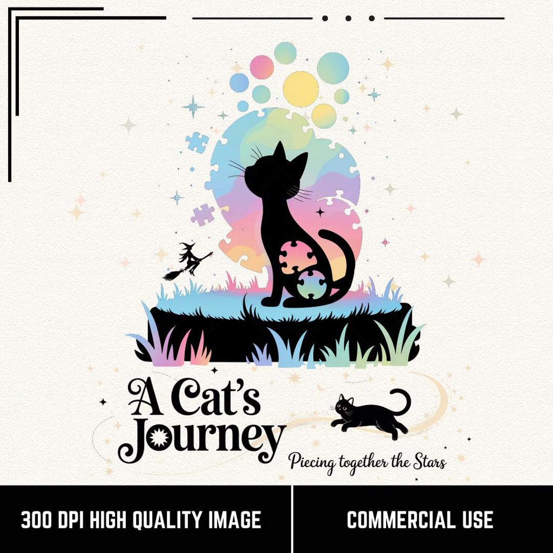 Autism Awareness PNG, Puzzle Piece Cat, A Cat's Journey, Autism Support ...