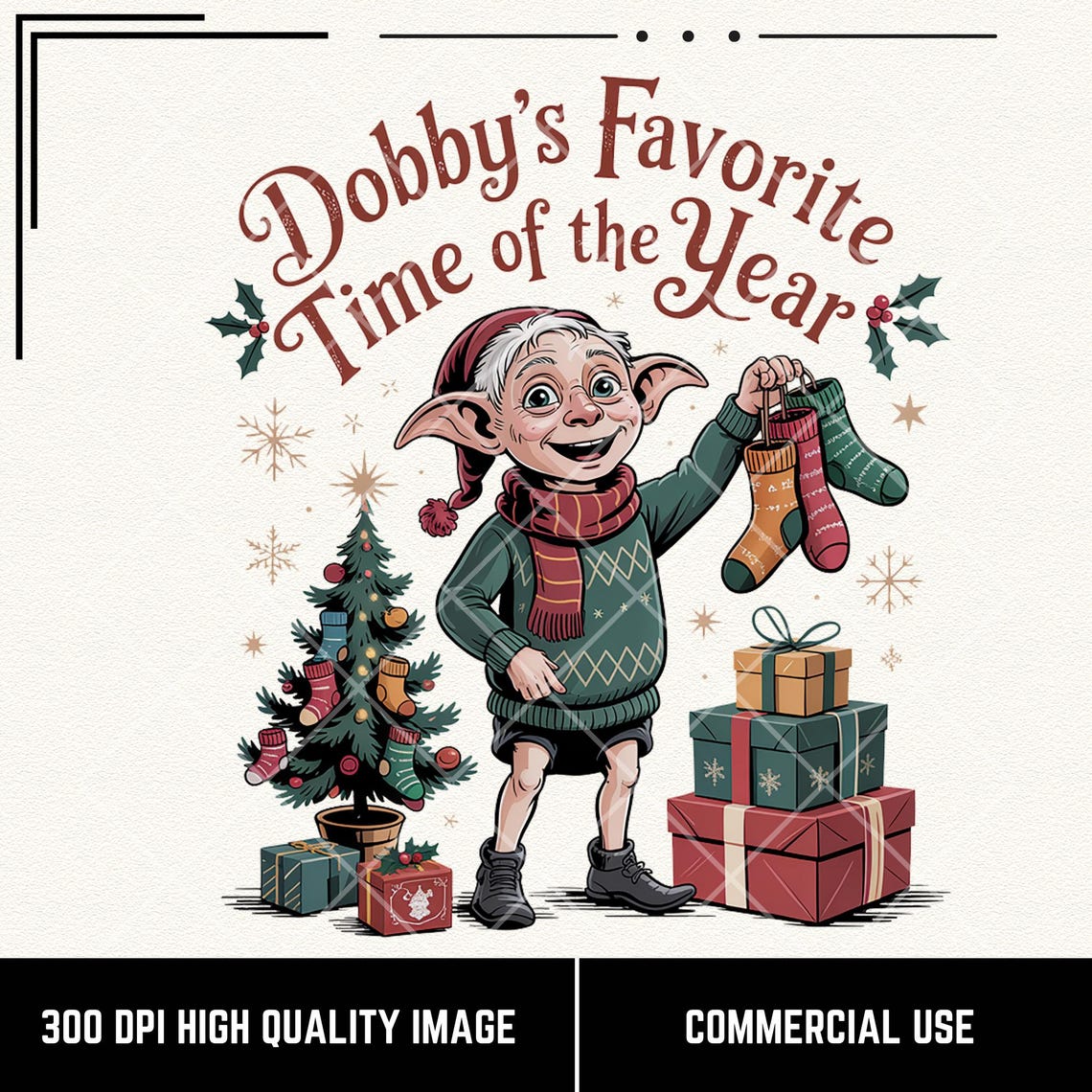 Dobby’s Favorite Time of the Year PNG | Vintage Christmas Elf ...
