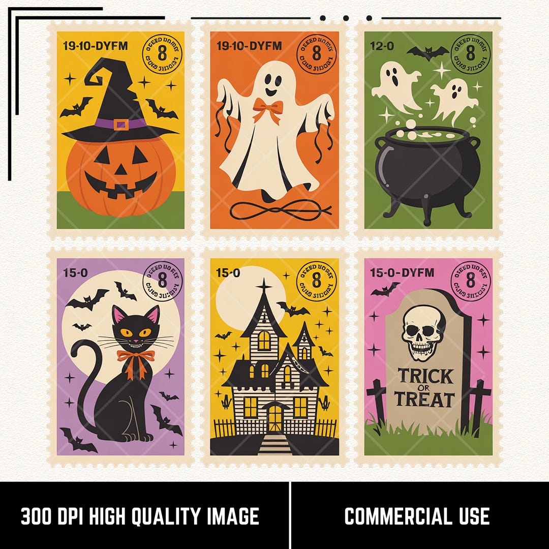 Halloween Stamp PNG, Retro Spooky PNG, Vintage Halloween Sublimation ...