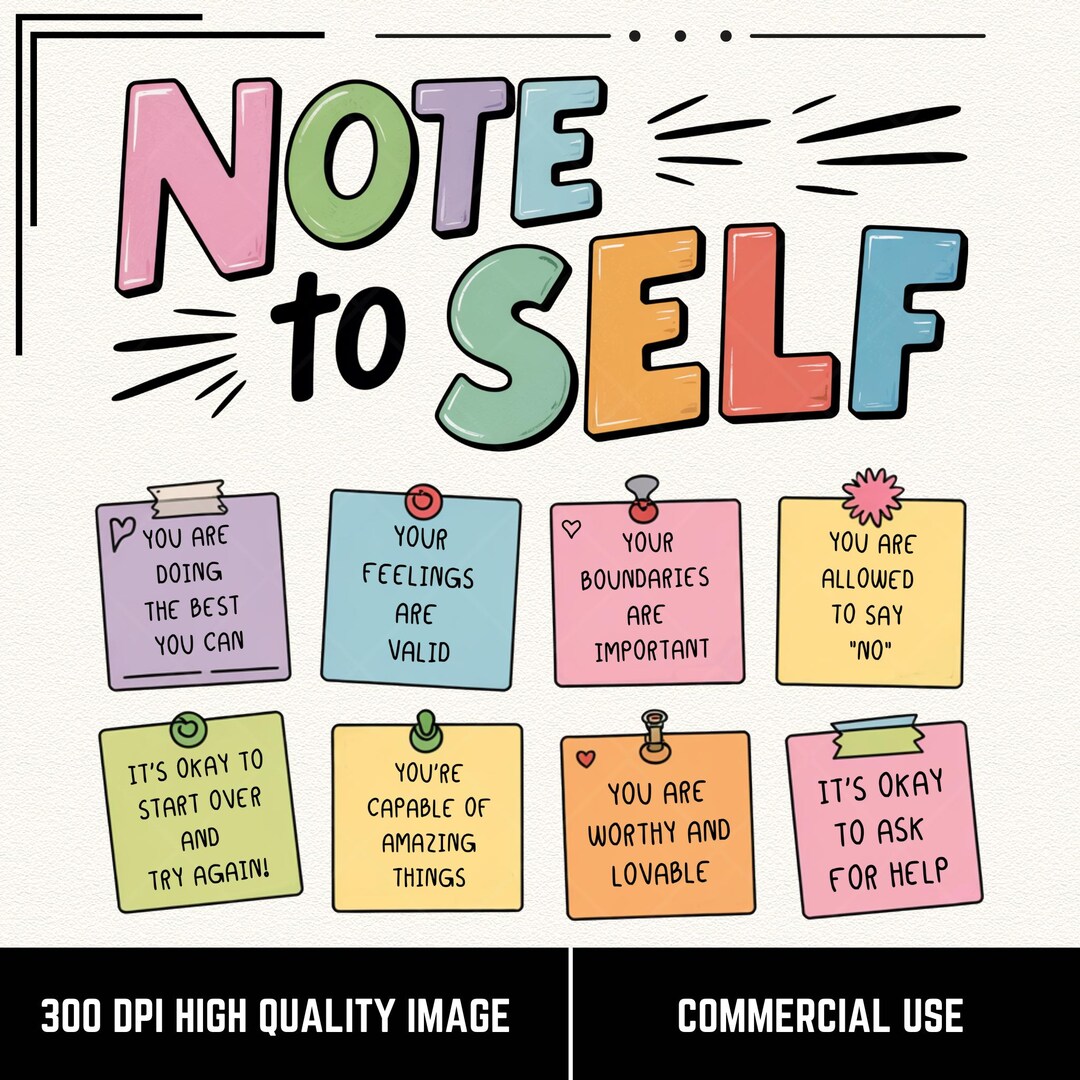 Note to Self PNG: Positive Affirmations, Self Care (digital Download ...