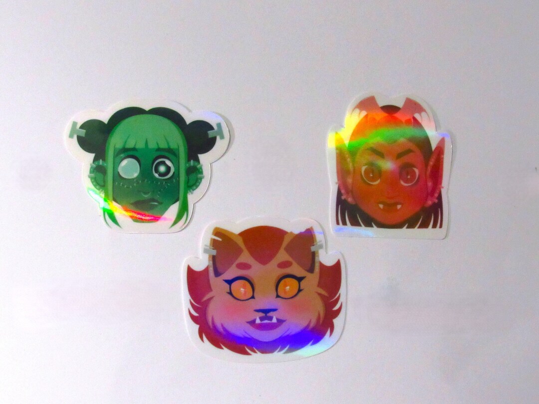Monster Girls Sticker Bundle - Rainbow Laminate - Etsy