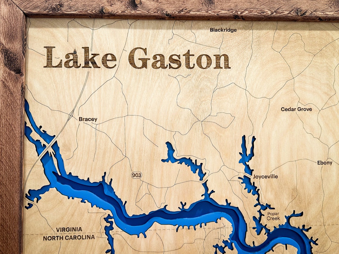 Lake Gaston NC Map Lake Map Topographic Map Sign Lake Gaston North Carolina Map Virginia Map ...