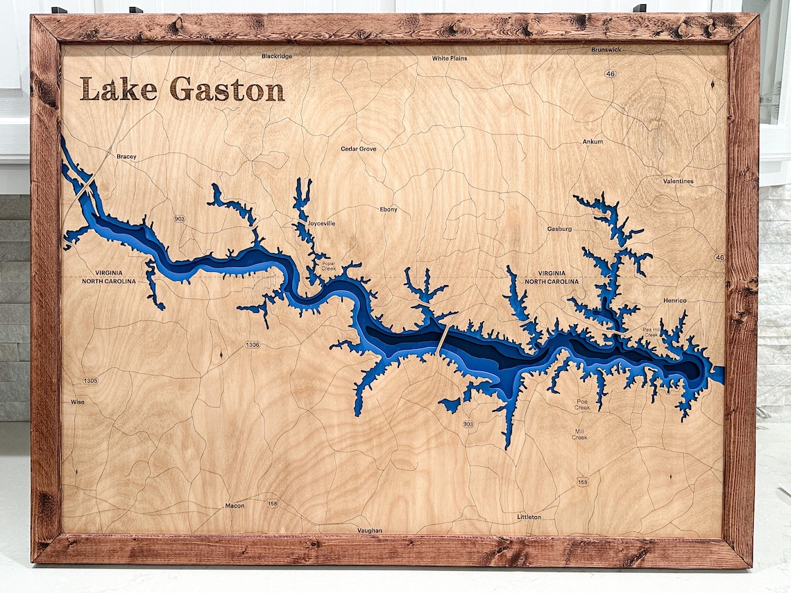 Lake Gaston NC Map Lake Map Topographic Map Sign Lake Gaston North ...