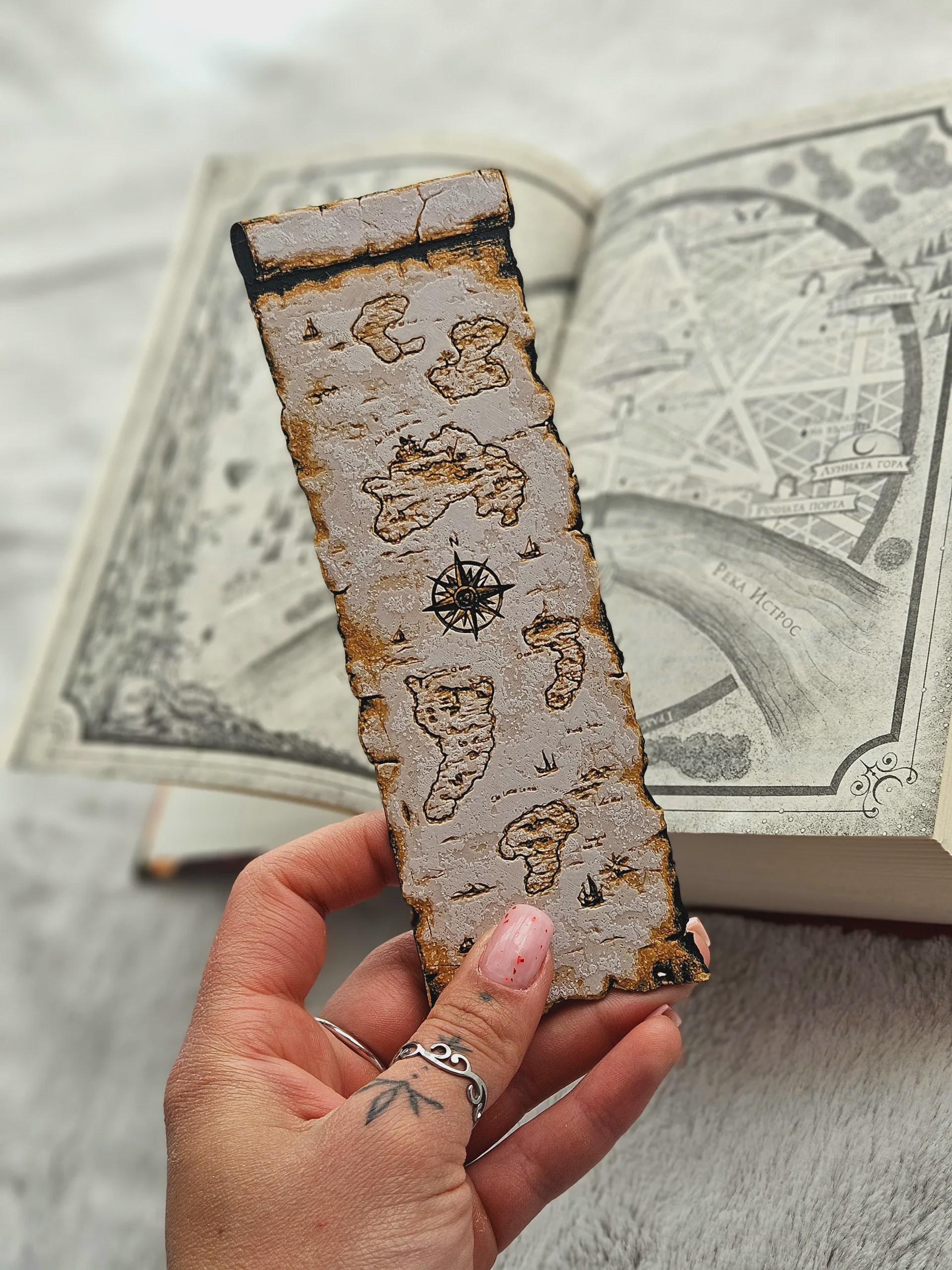 Vintage Treasure Map Bookmark – Pirate Adventure Book Marker, Aged ...