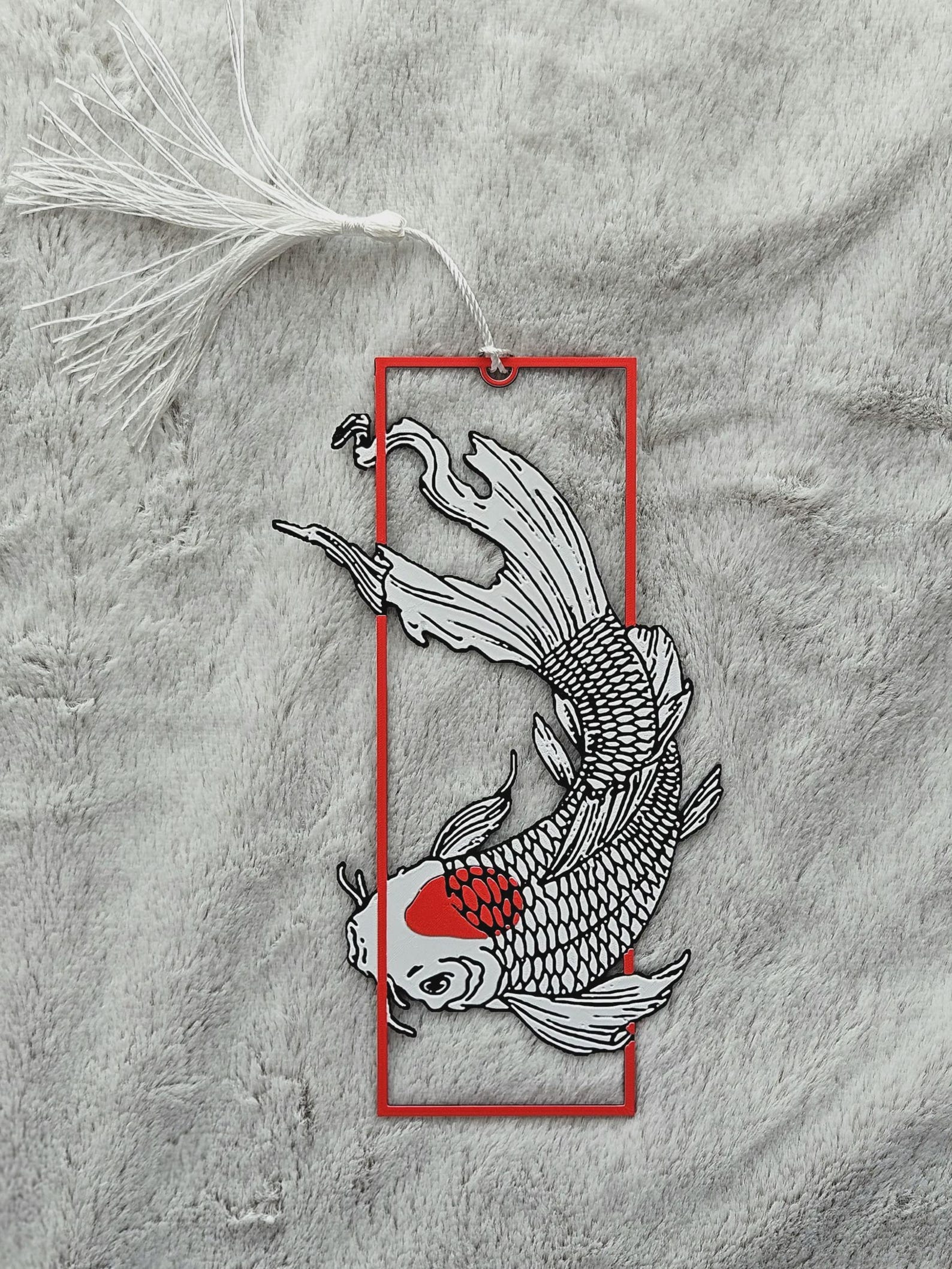 Koi Fish Bookmark – Japanese Style Red and White Bookmark With Tassel ...
