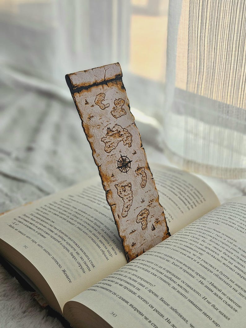 Vintage Treasure Map Bookmark – Pirate Adventure Book Marker, Aged ...