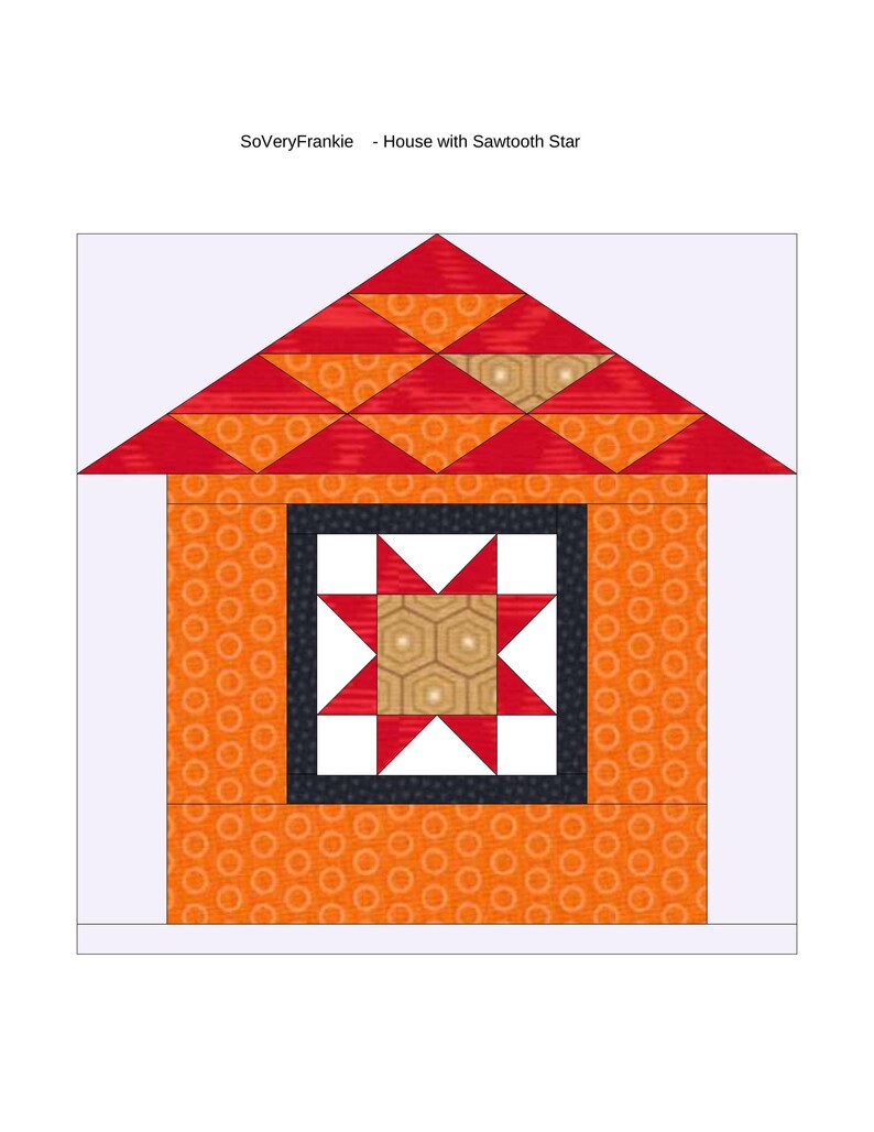 House With Sawtooth Star Quilt Block FPP Pattern (PDF Download) - Etsy