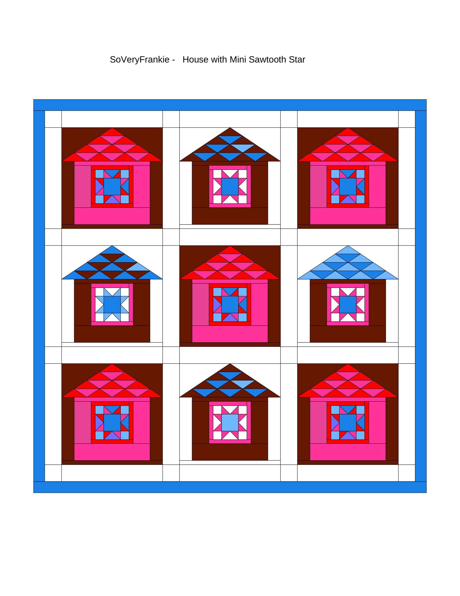 House With Sawtooth Star Quilt Block FPP Pattern (PDF Download) - Etsy