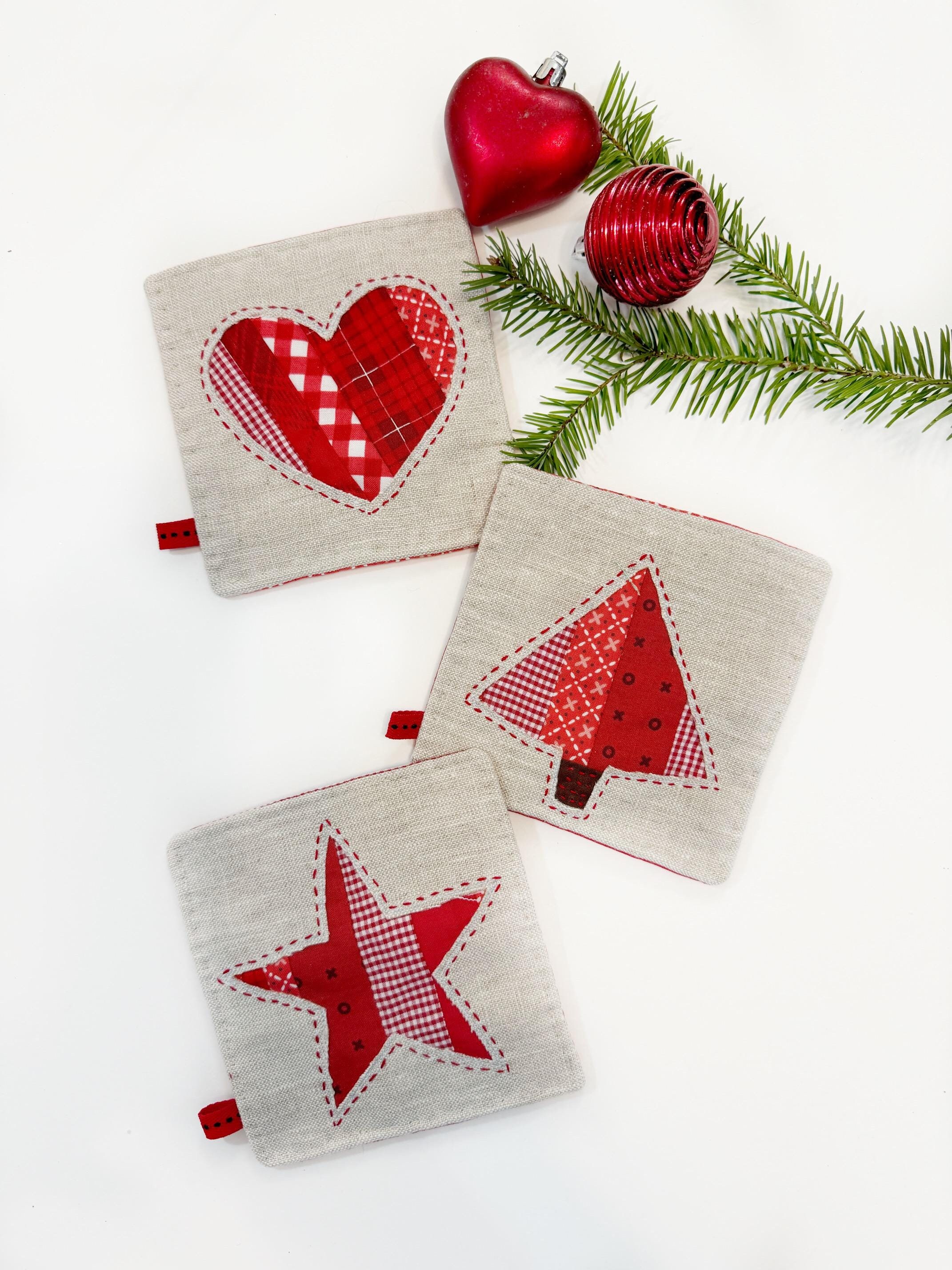 Holiday Mug Rug PDF Pattern: Star, Heart, Tree Coaster Set - Etsy
