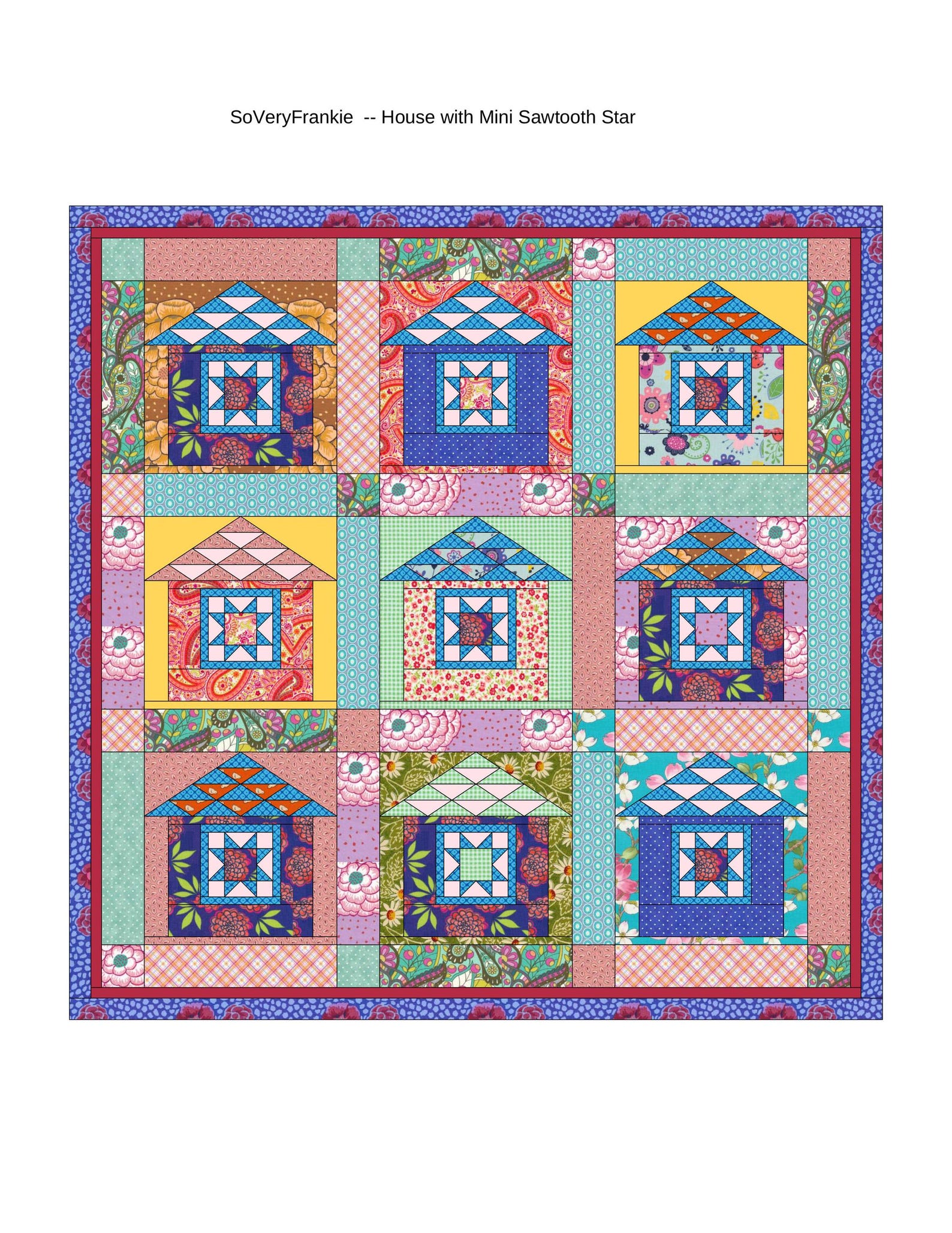 House With Sawtooth Star Quilt Block FPP Pattern (PDF Download) - Etsy