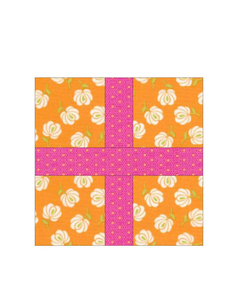 Simple Cross Quilt Block Pattern , 9 Sizes Square, PDF Instant Download ...