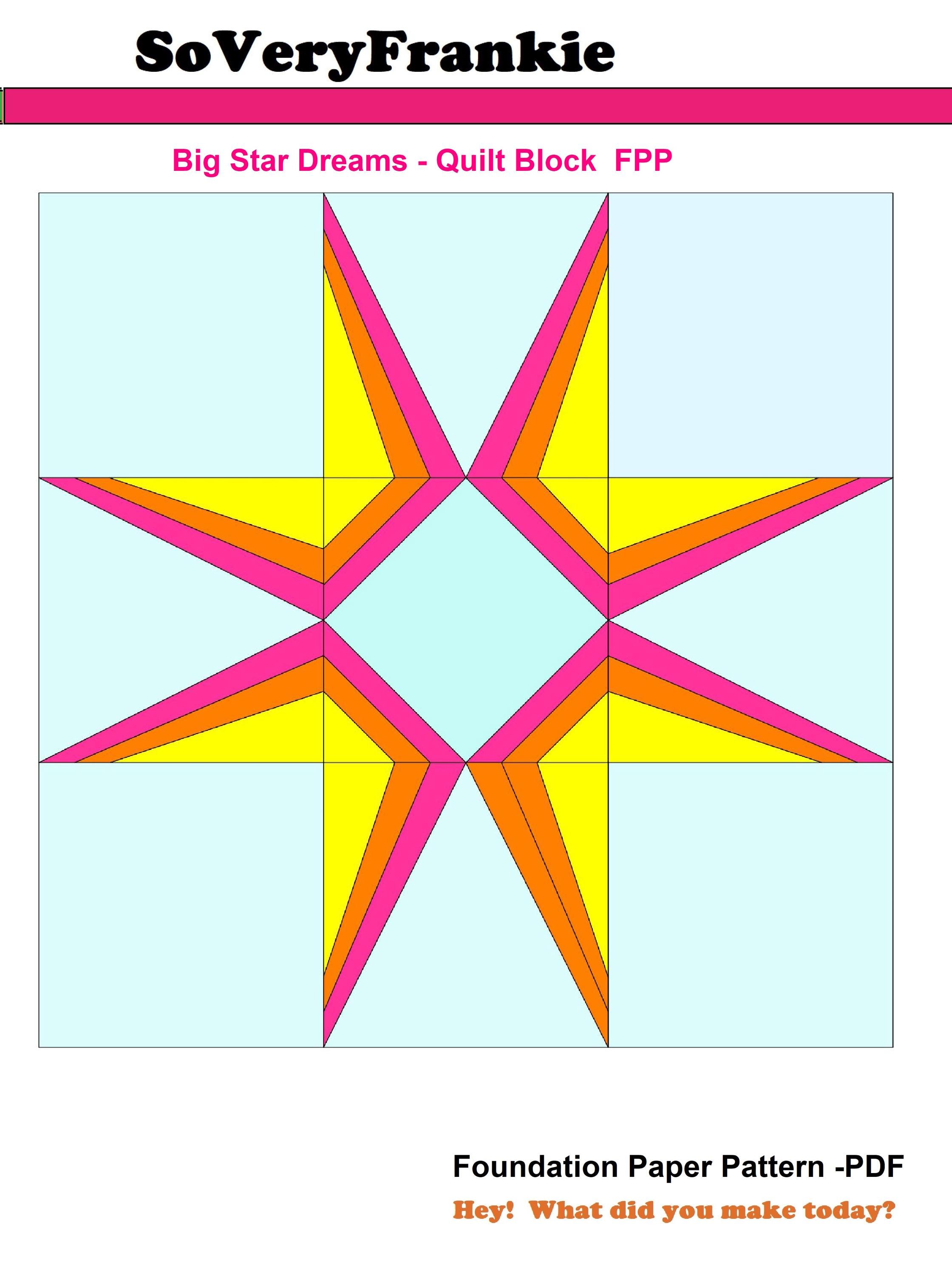 Star Quilt Block Pattern, 5 Sizes, PDF Instant Download, Foundation ...
