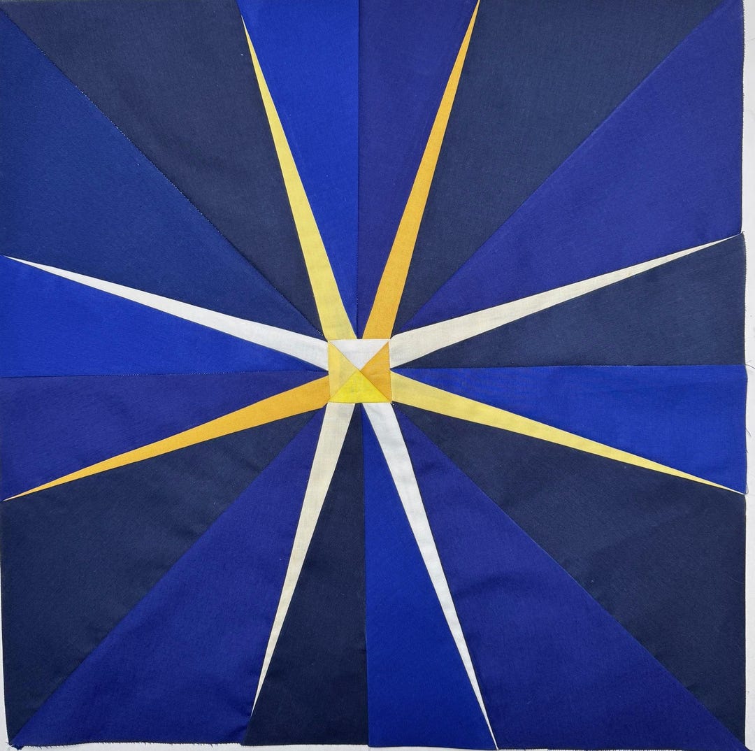 Star - Solar Flare Quilt Block FPP Pattern, 7 Sizes, PDF Instant ...