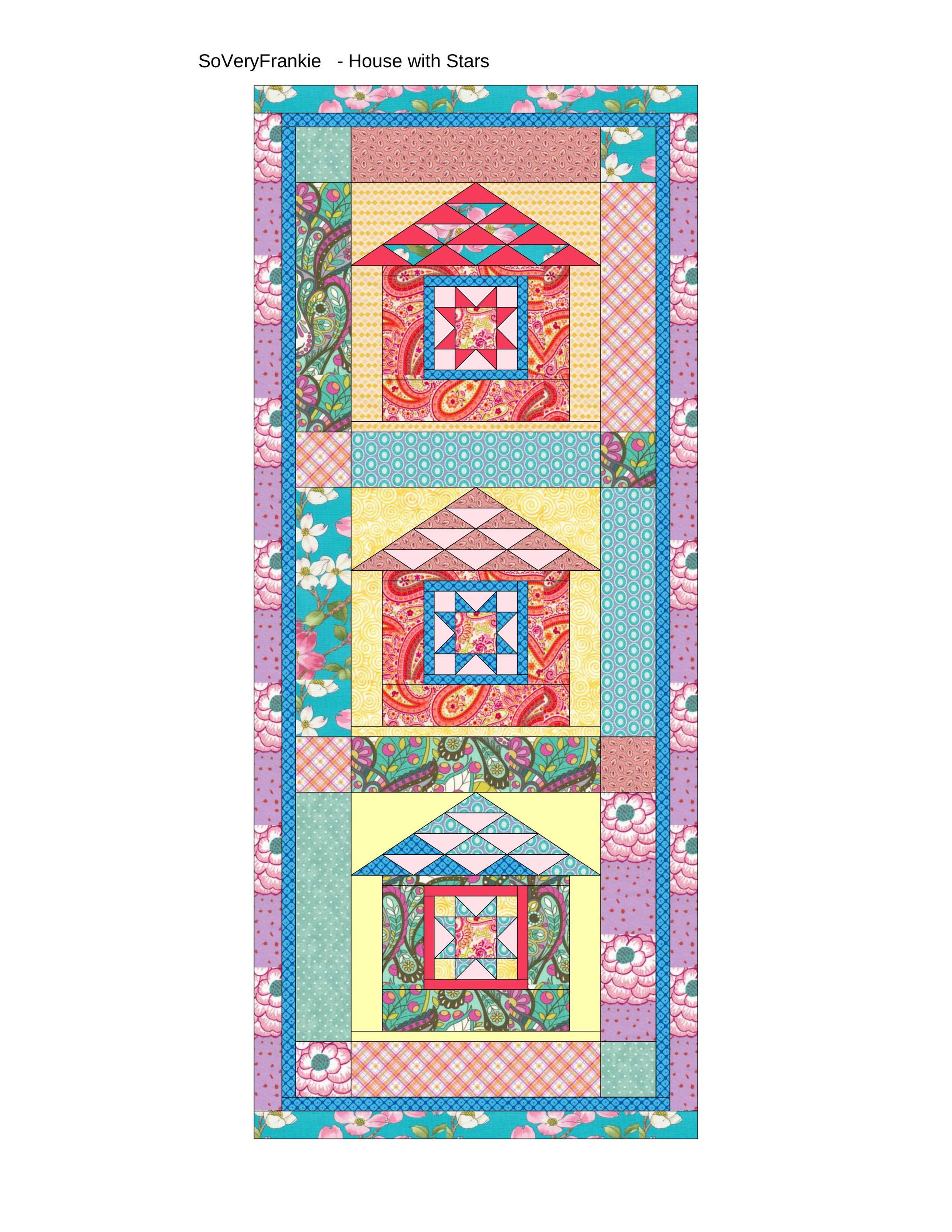 House With Sawtooth Star Quilt Block FPP Pattern, 6 Sizes, PDF Instant ...