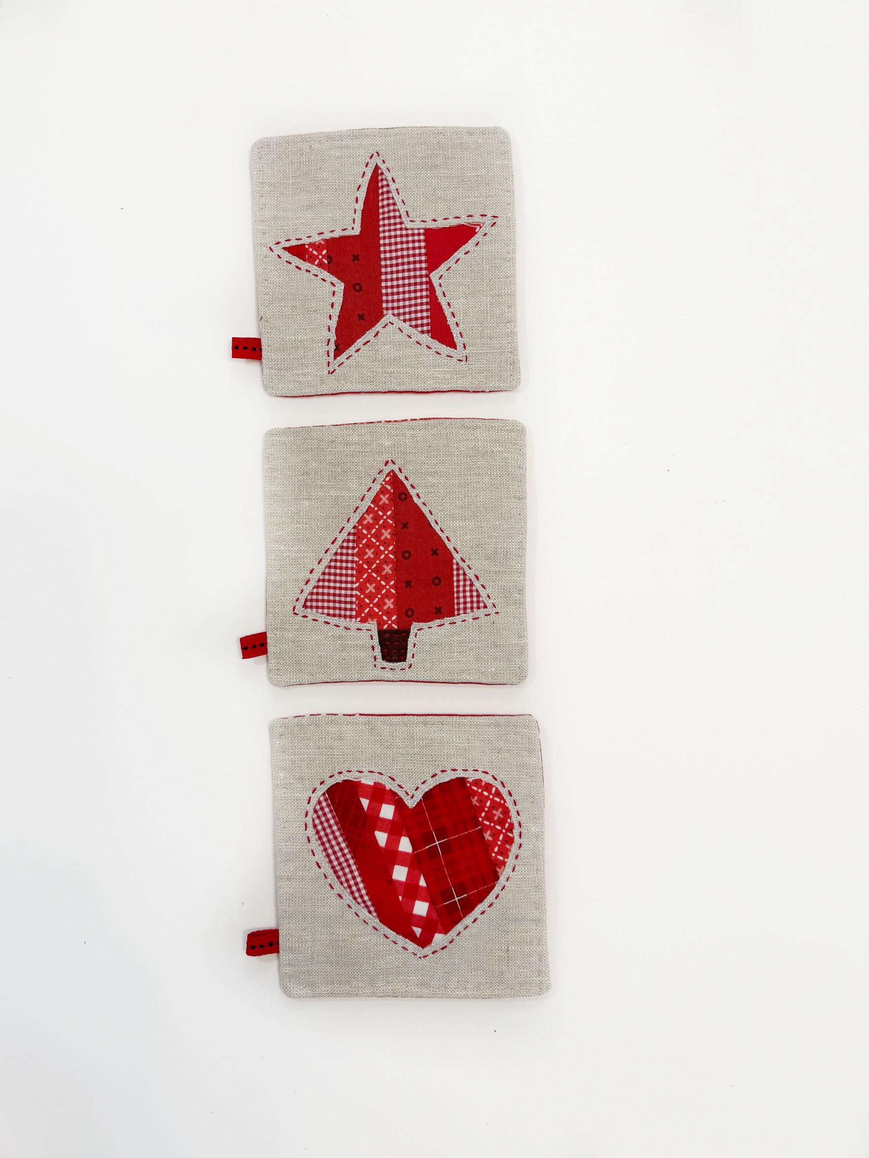 Holiday Mug Rug PDF Pattern: Star, Heart, Tree Coaster Set - Etsy