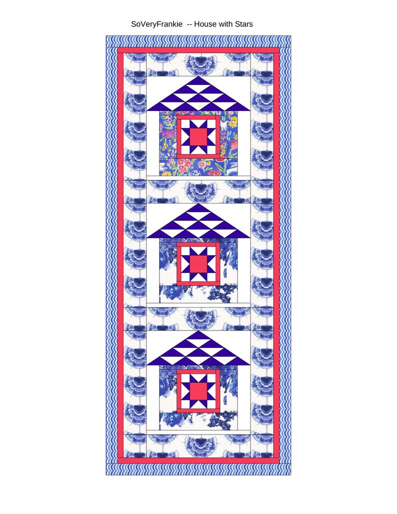 House With Sawtooth Star Quilt Block FPP Pattern (PDF Download) - Etsy
