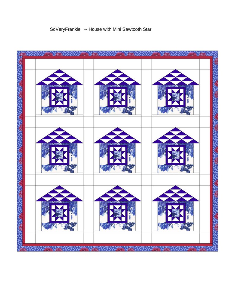 House With Sawtooth Star Quilt Block FPP Pattern (PDF Download) - Etsy