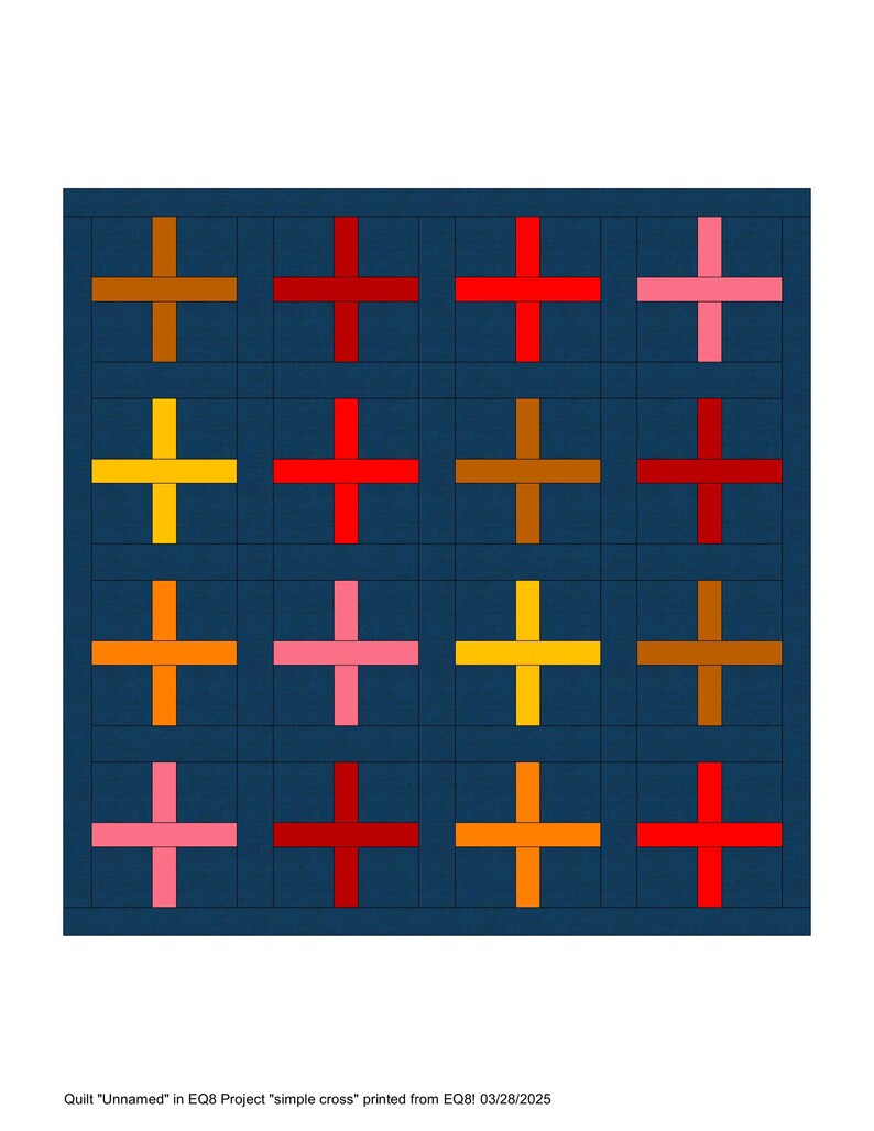 Simple Cross Quilt Block Pattern , 9 Sizes Square, PDF Instant Download, Traditionally Pieced ...