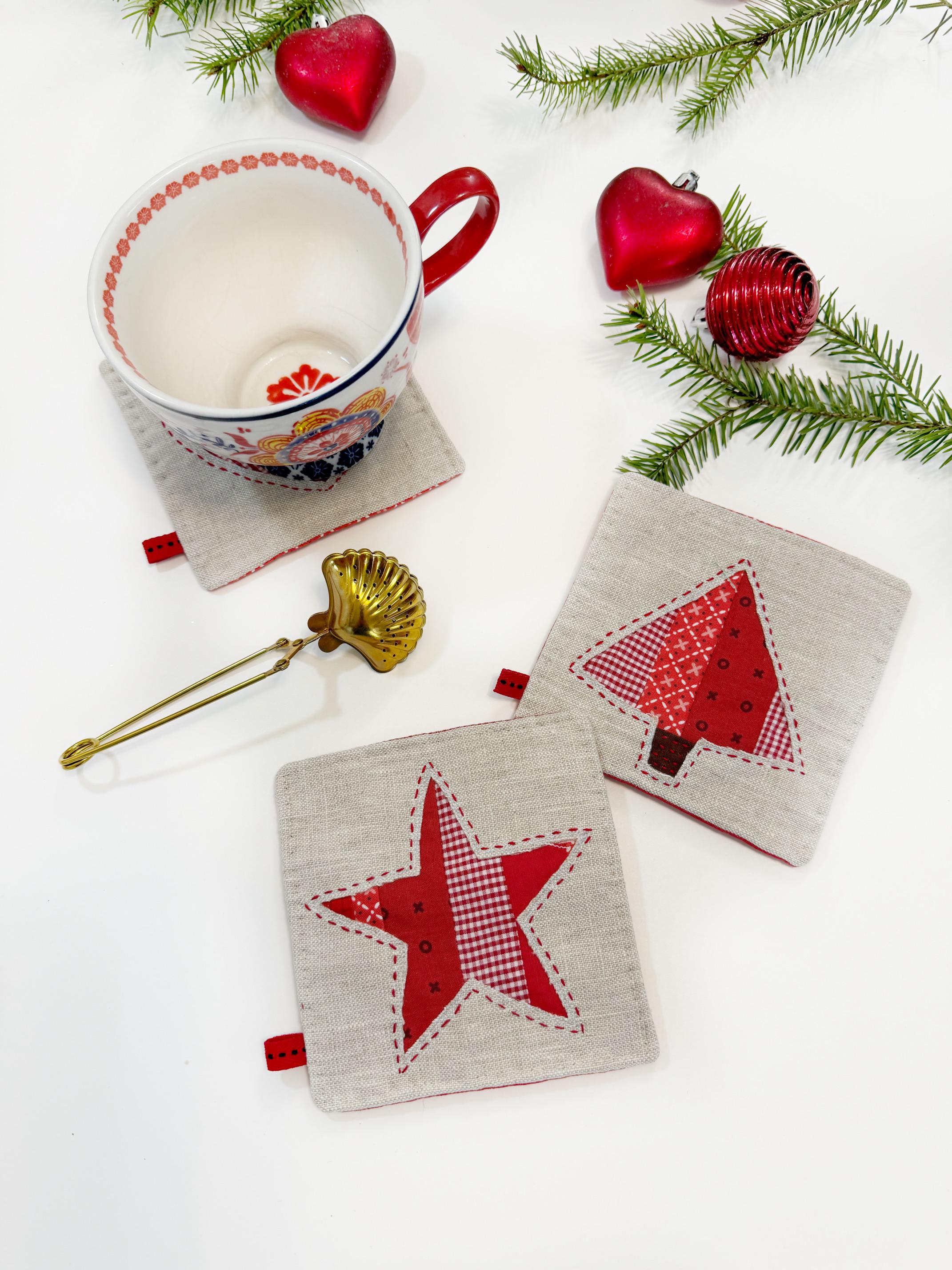 Holiday Mug Rug PDF Pattern: Star, Heart, Tree Coaster Set - Etsy